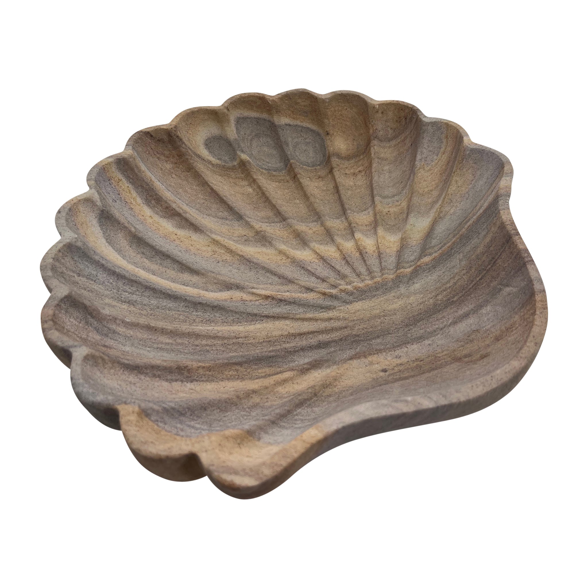 Nature's Canvas: 12" Natural Stone Shell Plate - A Coastal Masterpiece